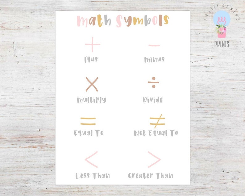 Math Symbols, Printable Poster, 8.5x11, Digital Download - Etsy