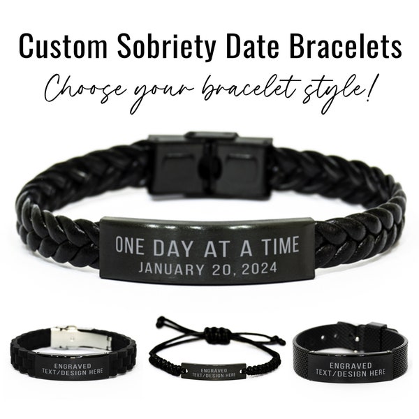 Sobriety Date Mens Bracelet - Etsy
