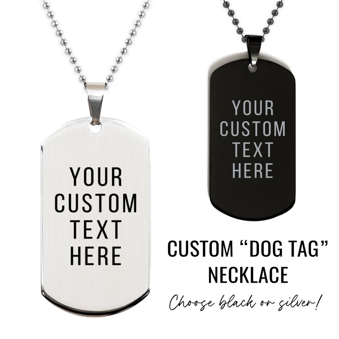 Custom Dog Tag Necklace With Favorite Text Quote Saying Personalized ...
