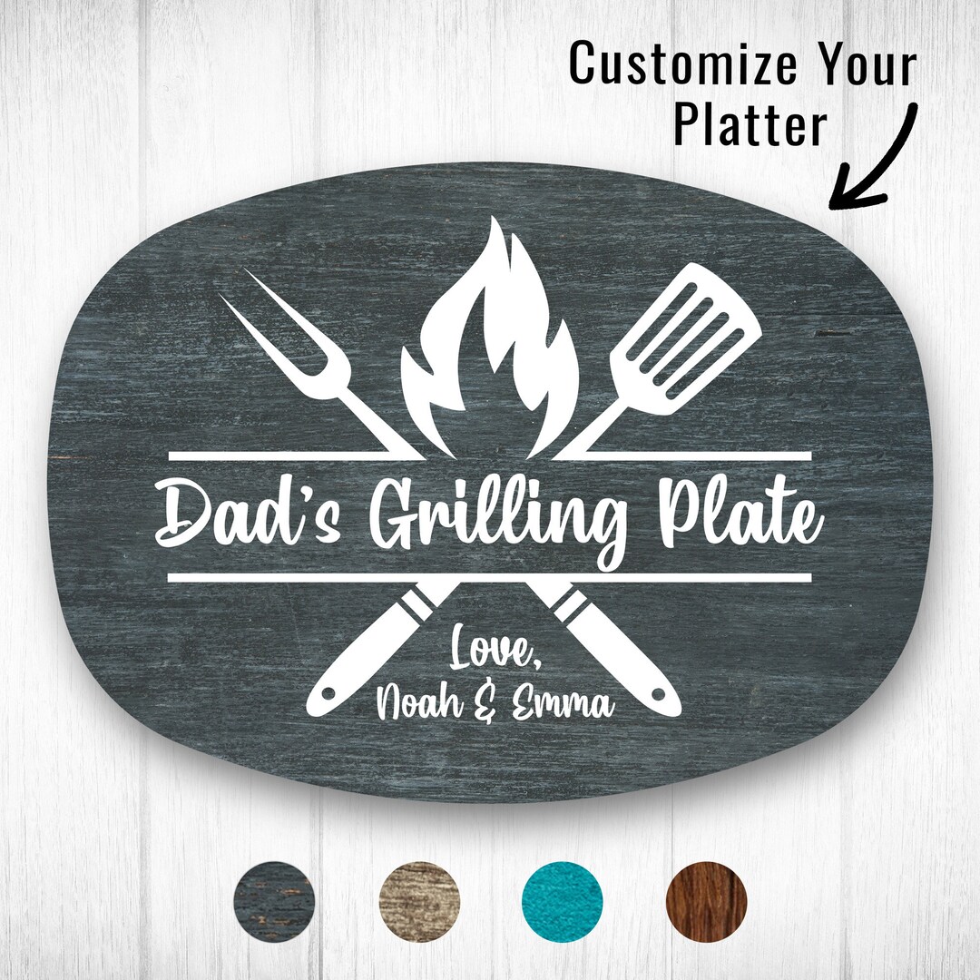 Custom Grilling Plate for Dad Personalized Durable Platter Gift With ...
