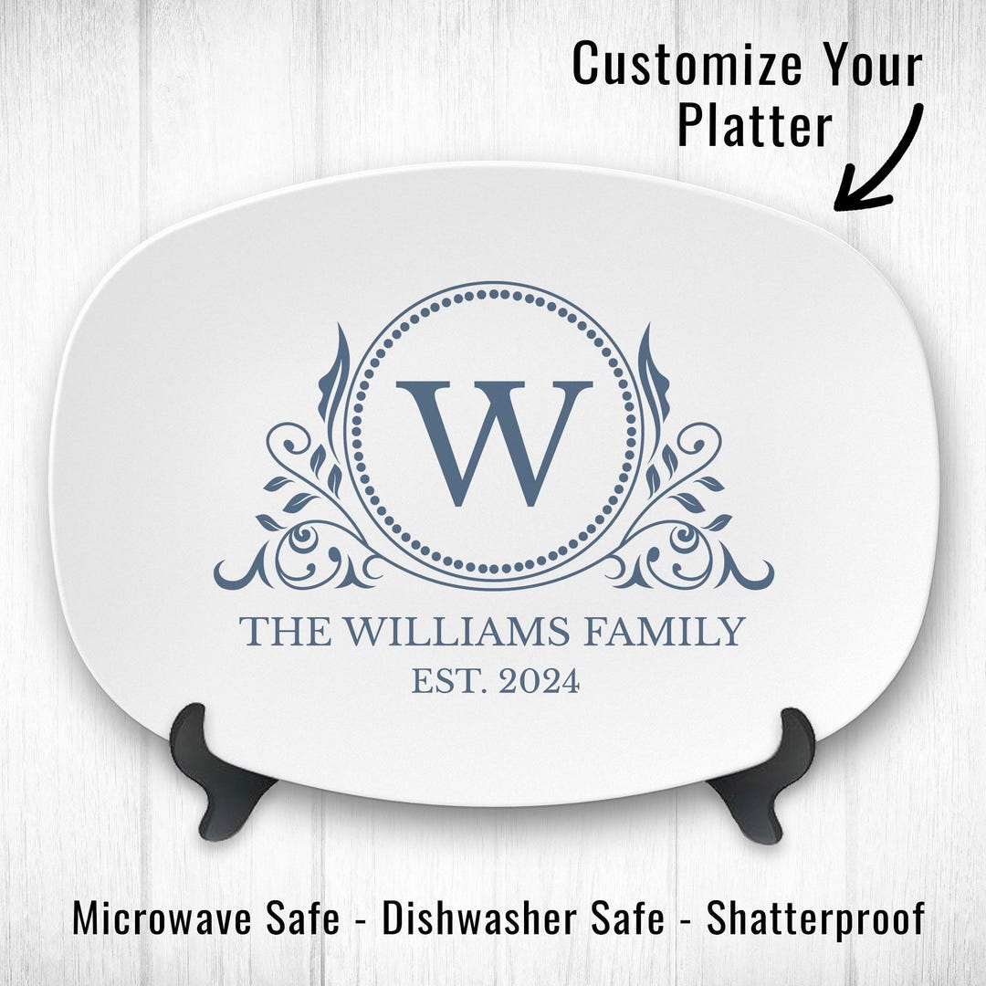 Custom Platter With Elegant Initial and Name Monogram Wedding Gift ...