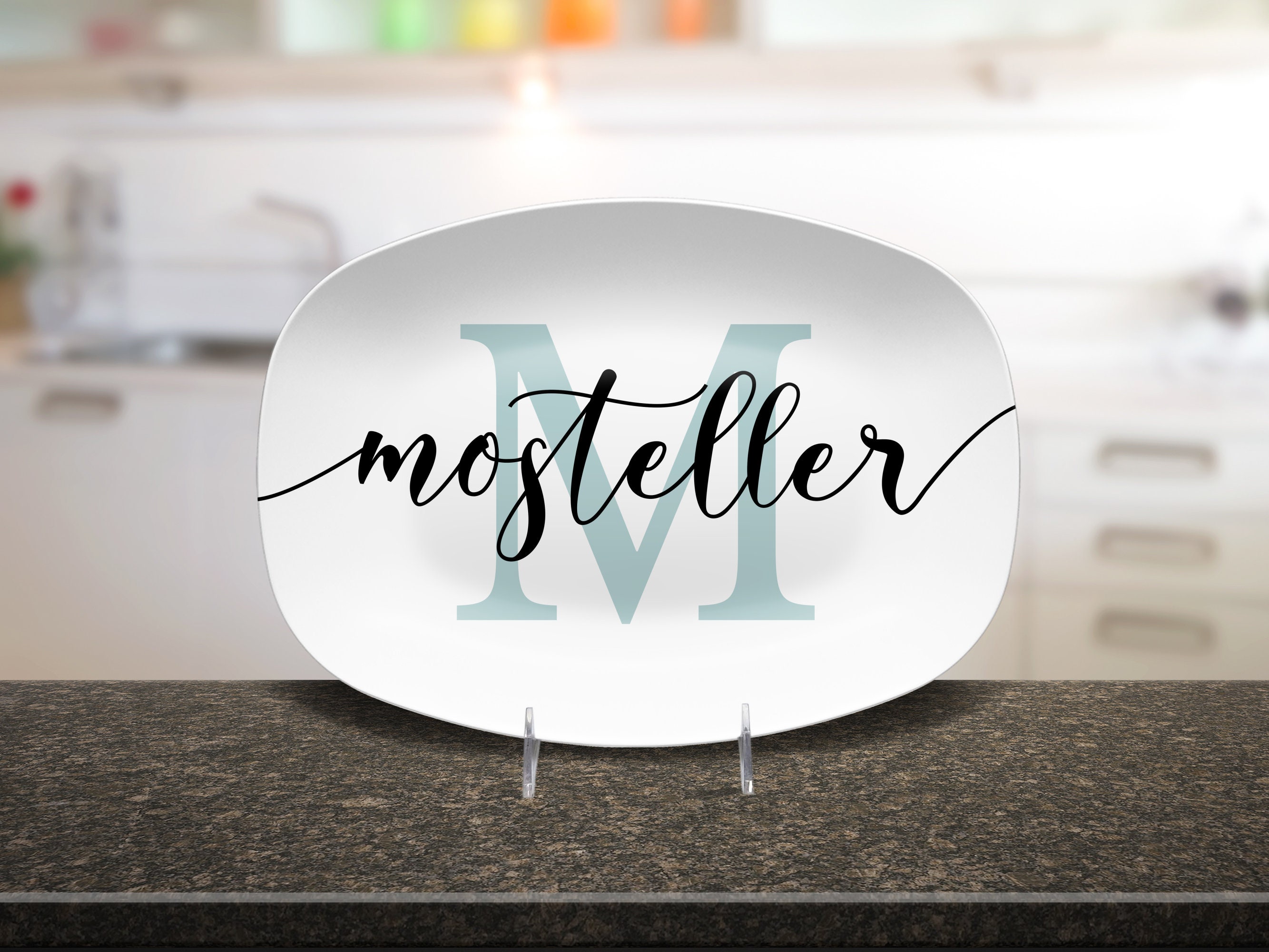 Custom Platter With Last Name and Initial Monogram Gift Plate Custom ...