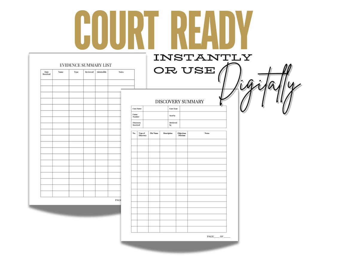 Trial Essentials, Paralegal Printable, Court Prep,office Organization ...
