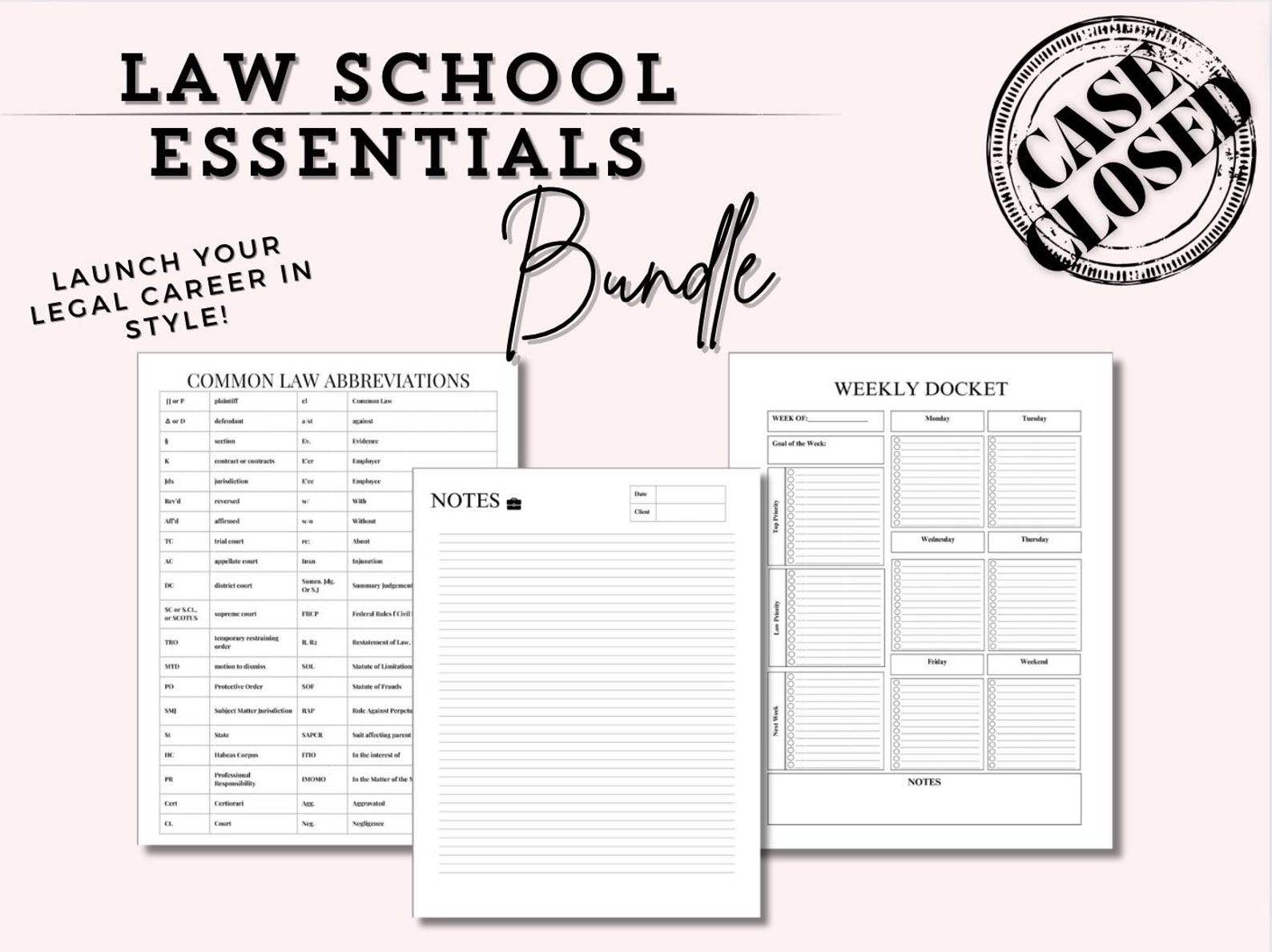 Law School Bundle| Law Student Organization |lecture Essentials ...