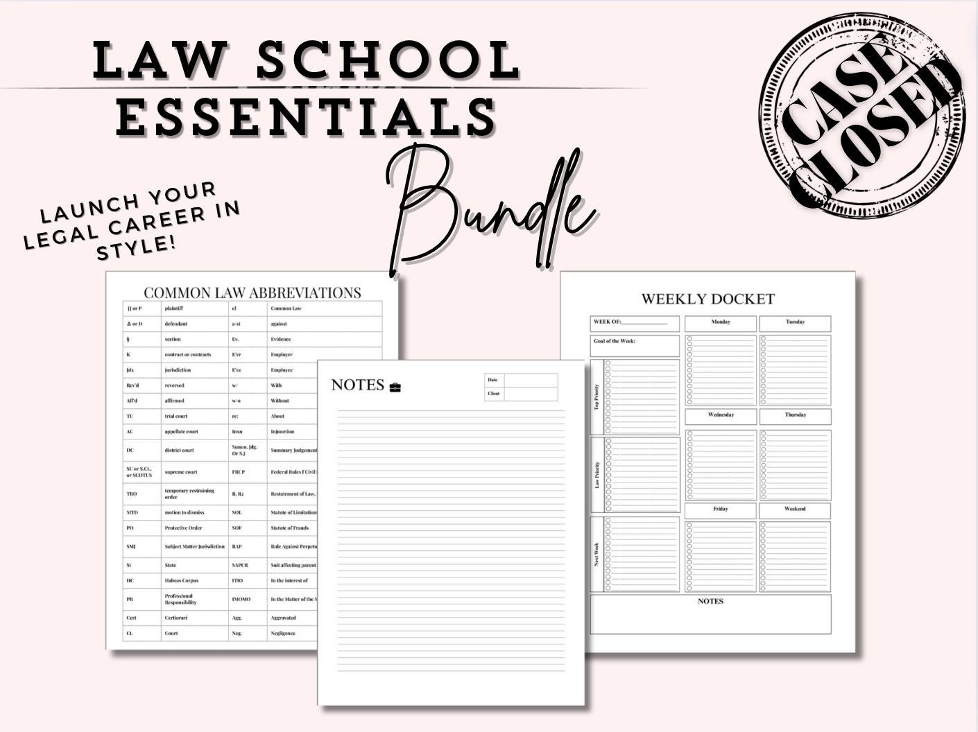Law School Bundle| Law Student Organization |lecture Essentials ...