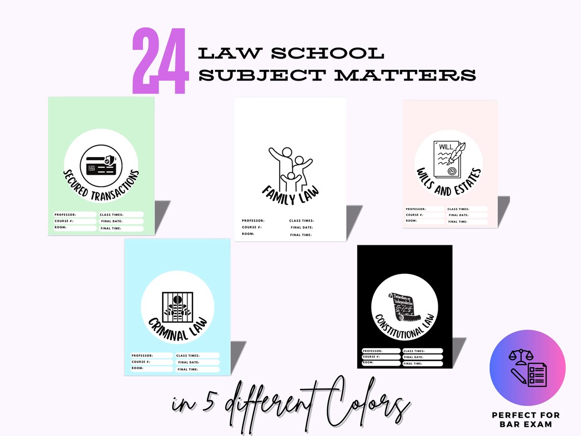 Law School Binder Cover, Goodnotes Notebook Cover, Bar Prep Binder, Law ...