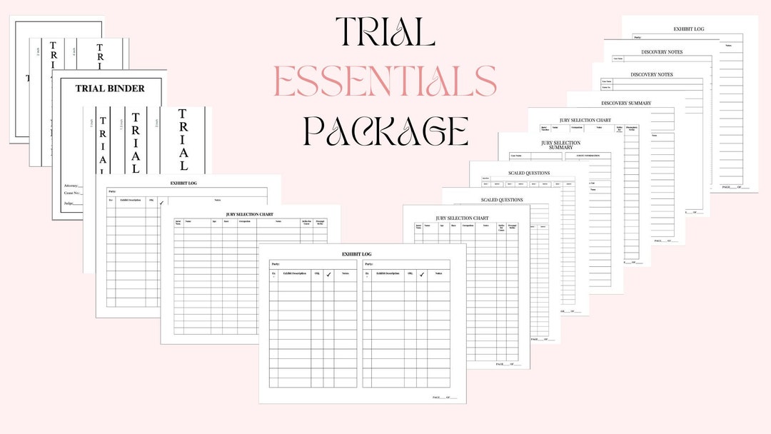 Trial Essentials, Paralegal Printable, Court Prep,office Organization ...