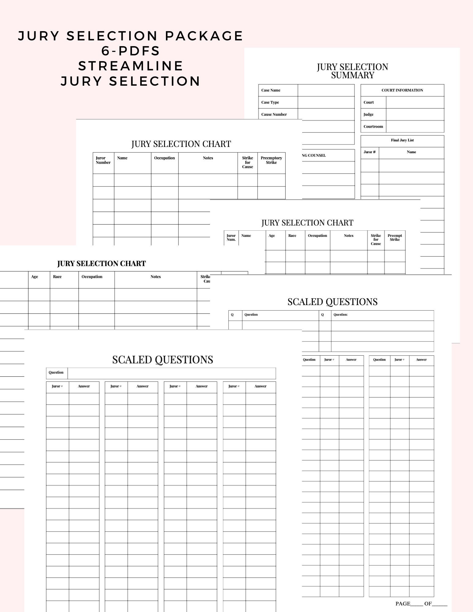 Jury Selection Essentials Package Paralegal Docs Trial Kit Litigation ...