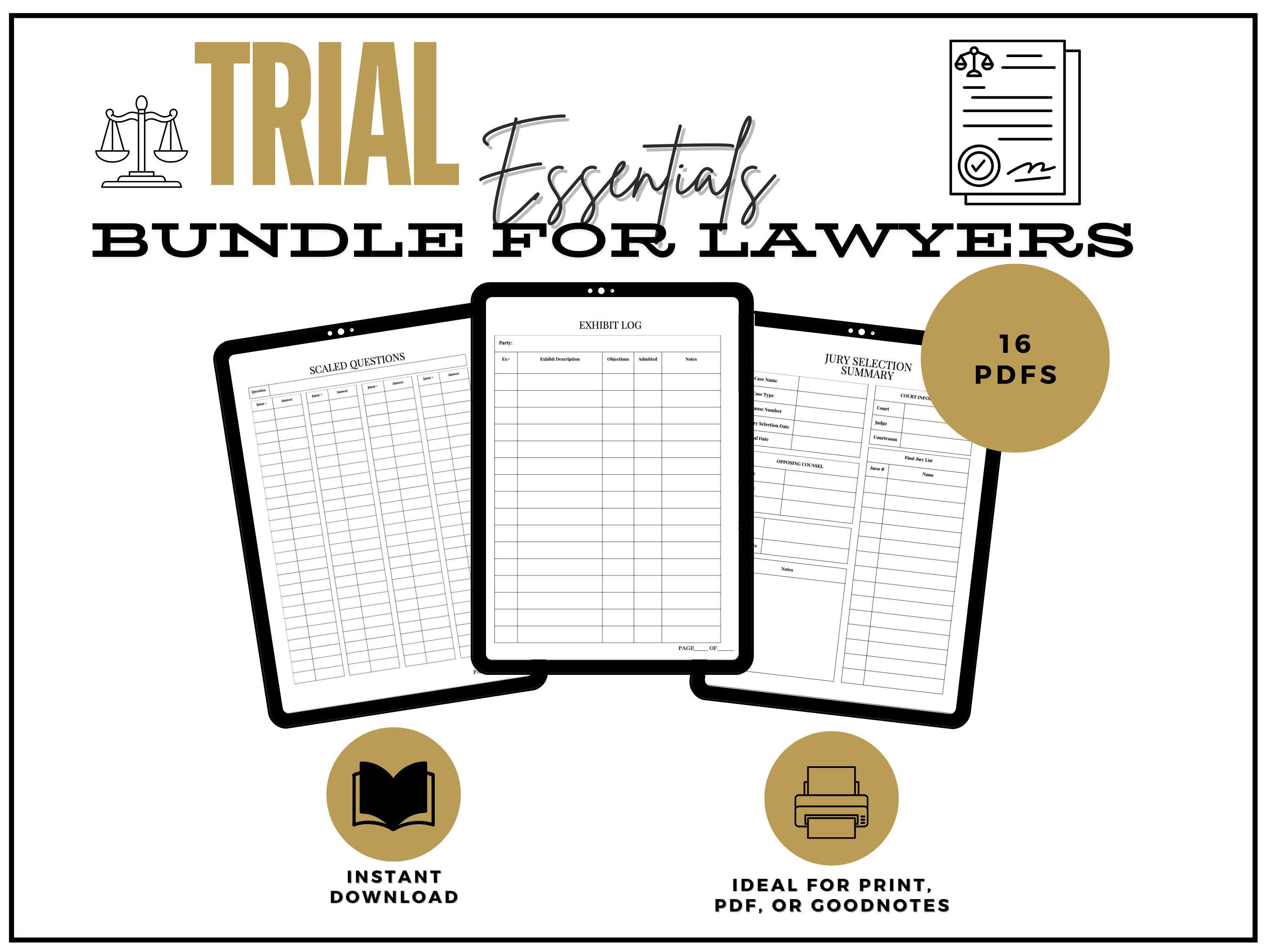 Trial Essentials, Paralegal Printable, Court Prep,office Organization ...