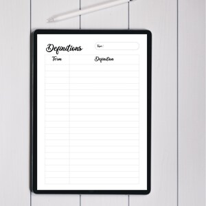Definitions Printable| College Organization| School Worksheet|digital ...