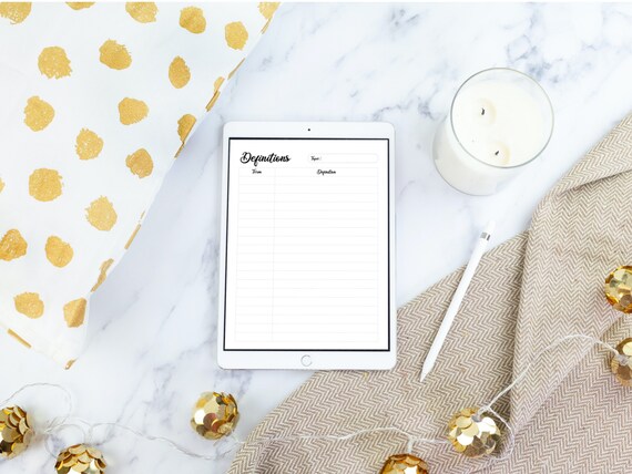 Definitions printable college organization School | Etsy