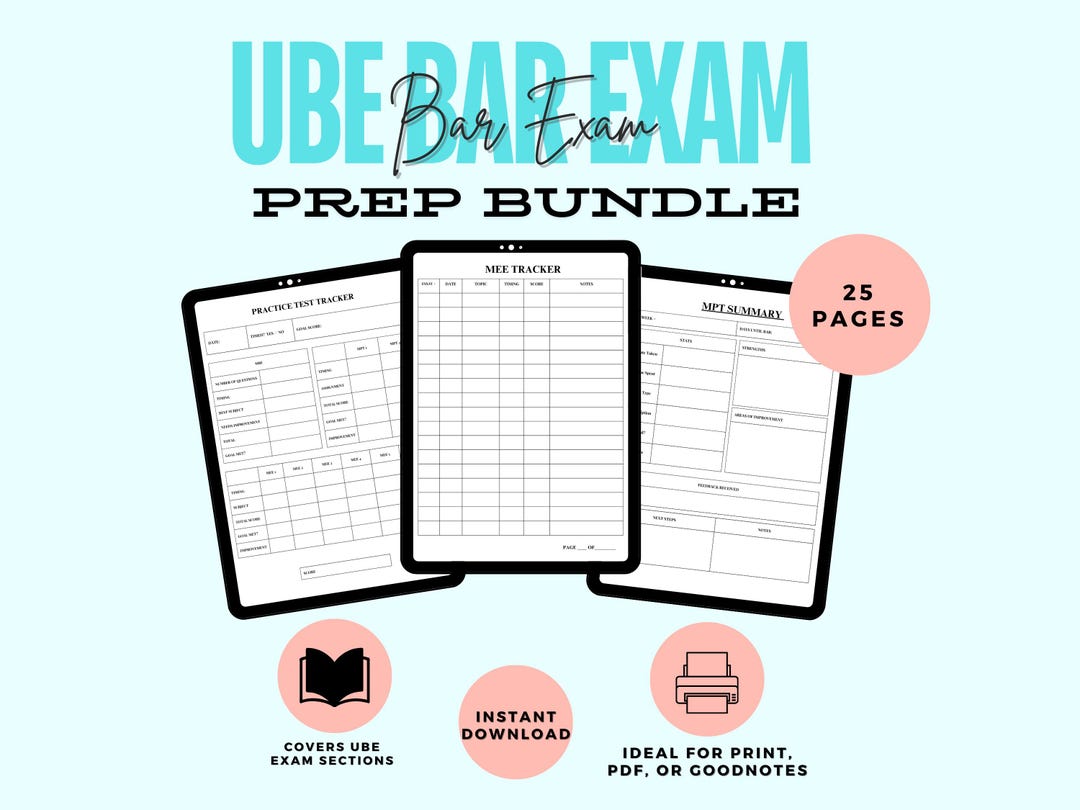 Bar Exam Study Planner Bundle, Digital Printable Bar Prep Templates ...