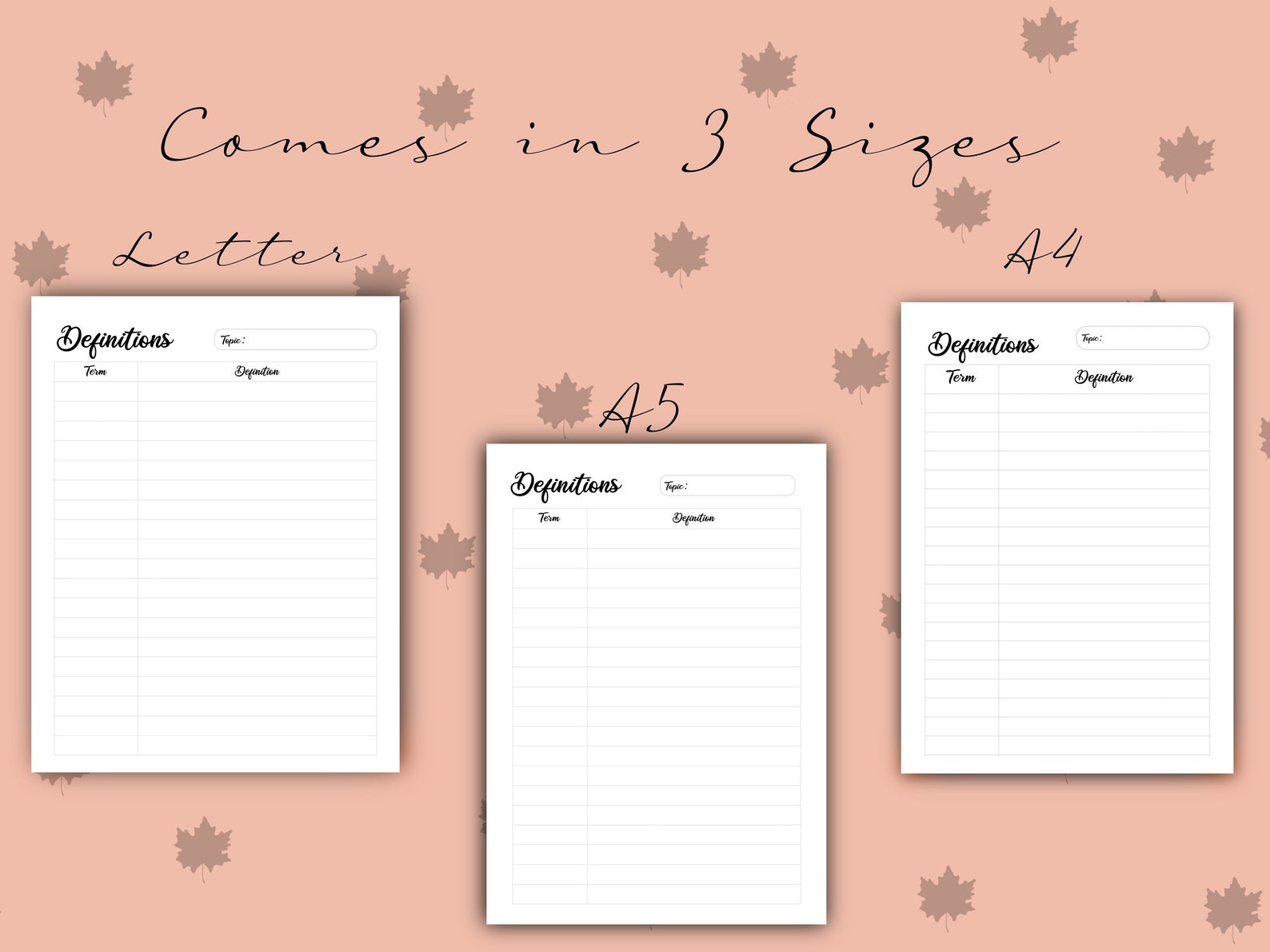 Definitions Printable| College Organization| School Worksheet|digital ...