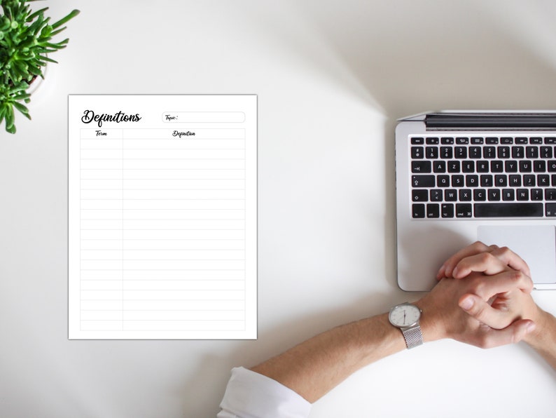 Definitions Printable| College Organization| School Worksheet|digital ...
