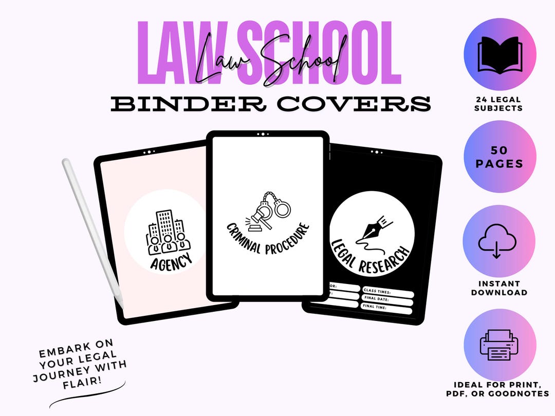 Law School Binder Cover, Goodnotes Notebook Cover, Bar Prep Binder, Law ...