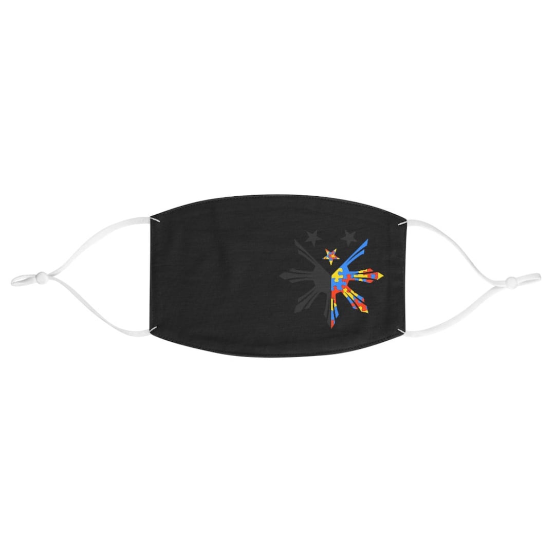 Autism Warrior - Filipino Sun and Stars, Black Fabric Face Mask ...