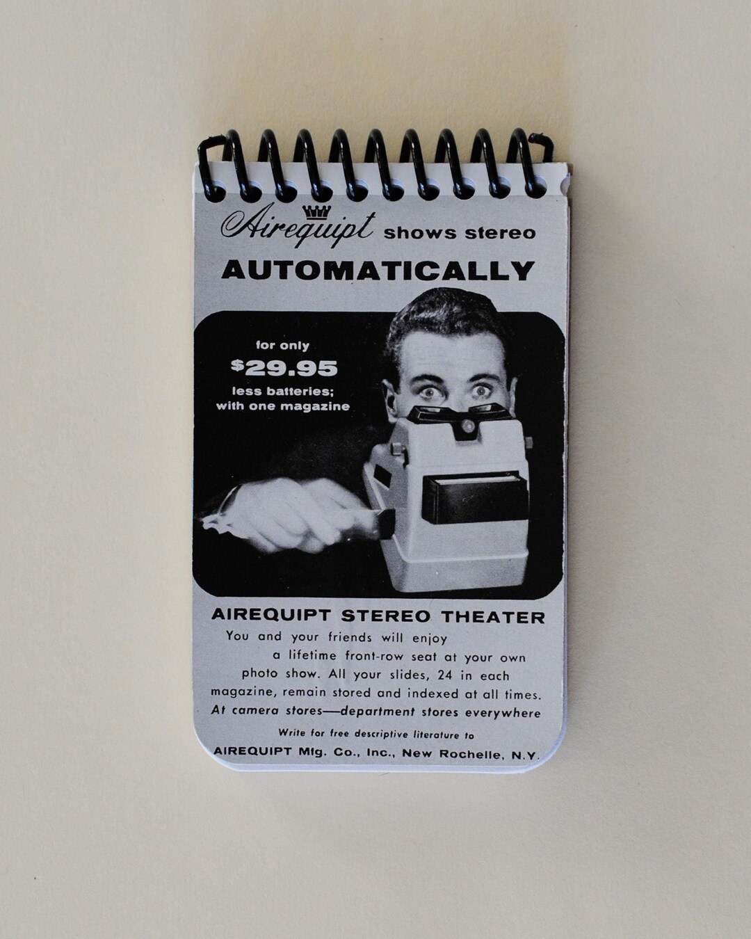 1956 Stereo Theater Ad Notepad Upcycled Vintage Airequipt Magazine ...