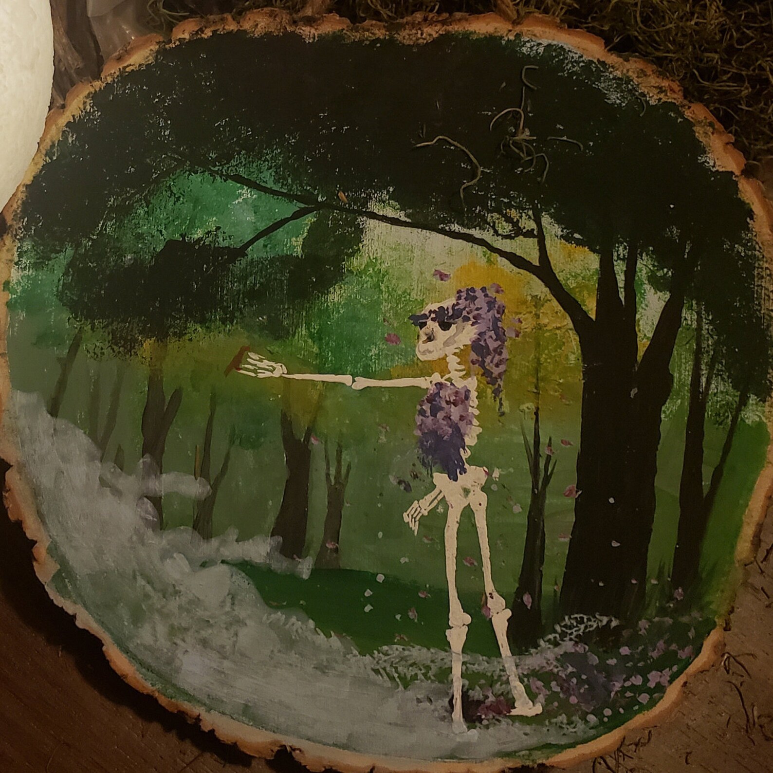 Skeleton in Woods Wood Painting - Etsy UK