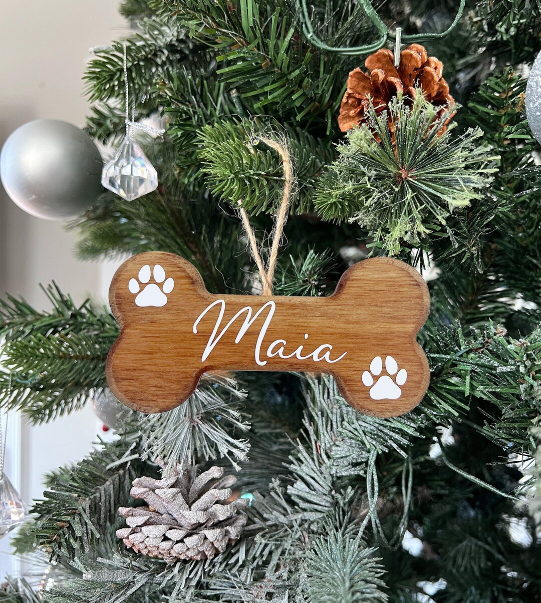 Personalized Wooden Dog Bone Ornament – Custom Pet Christmas Gift - Etsy