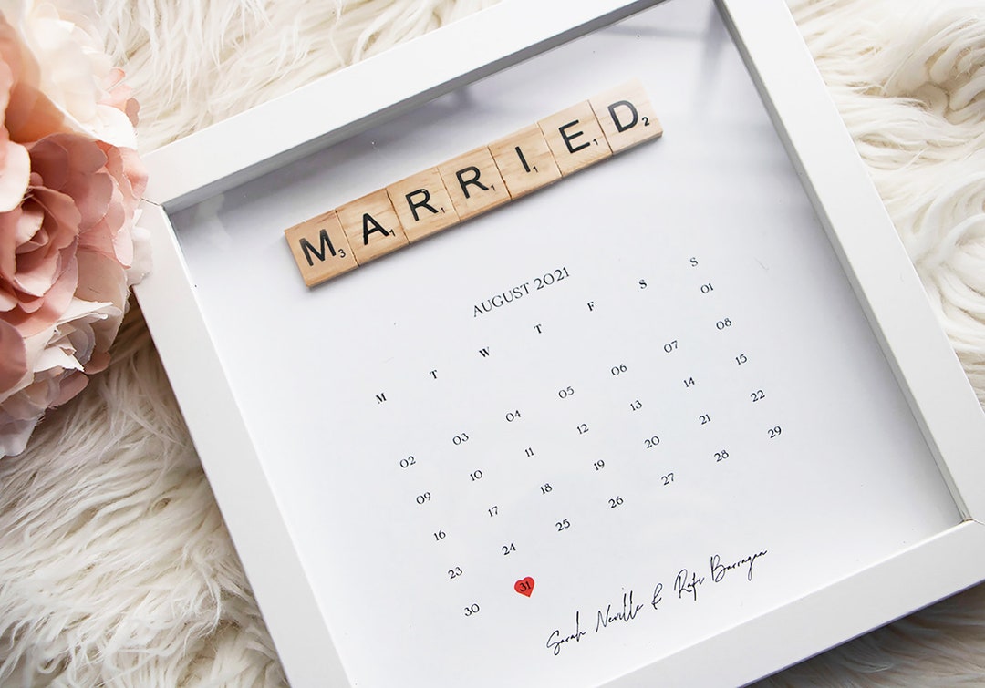 Married Scrabble Shadow Box Frame With Special Date | Wedding or ...