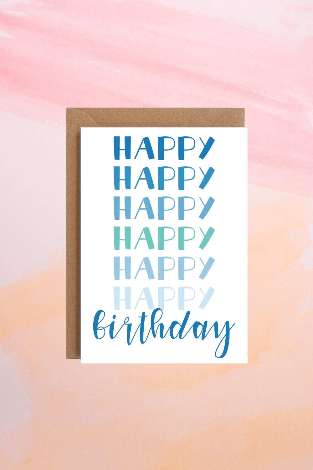 Blue Happy Birthday Greeting Card Pen Pals Stationery - Etsy
