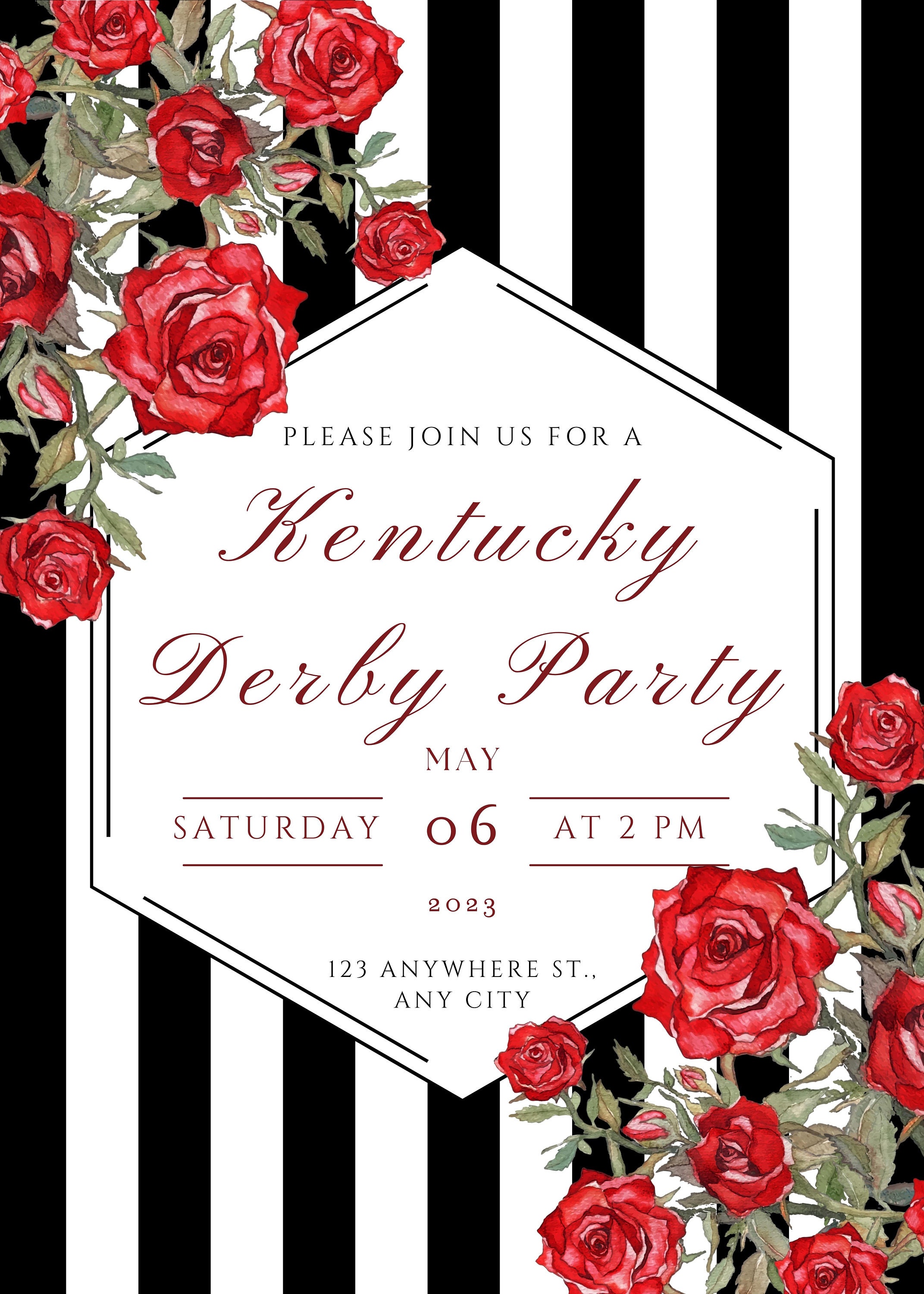 Kentucky Derby Party Digital Invitation, Instant Download on Canva ...