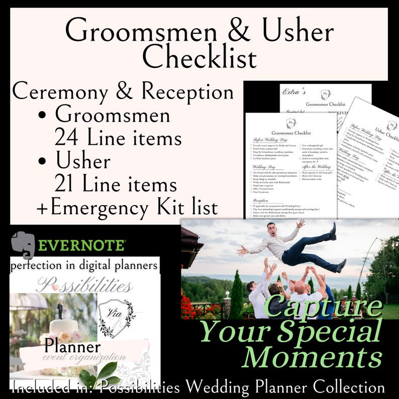 Groomsmen & Usher Wedding Digital Checklist | Printable - Etsy