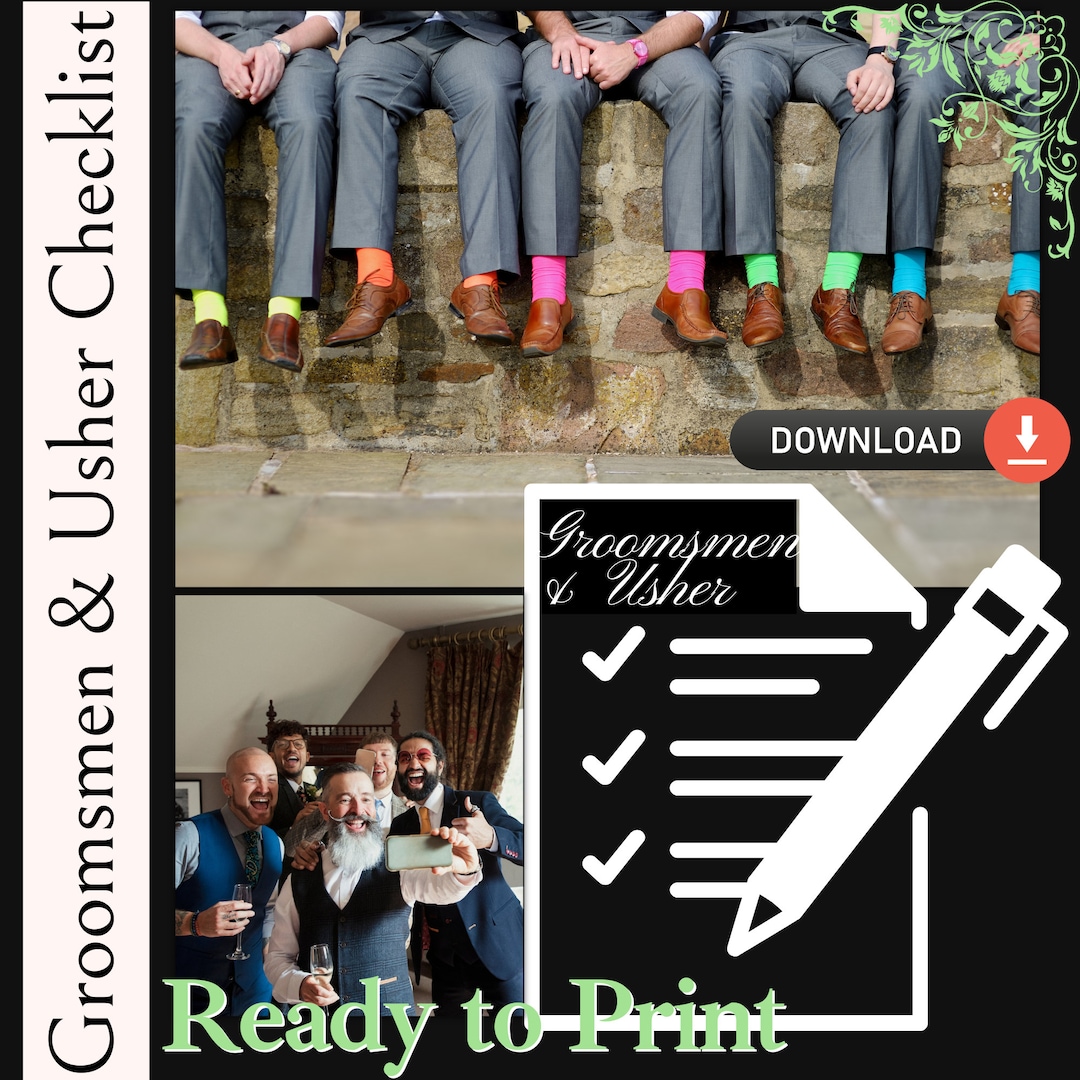 Groomsmen & Usher Wedding Digital Checklist | Printable - Etsy