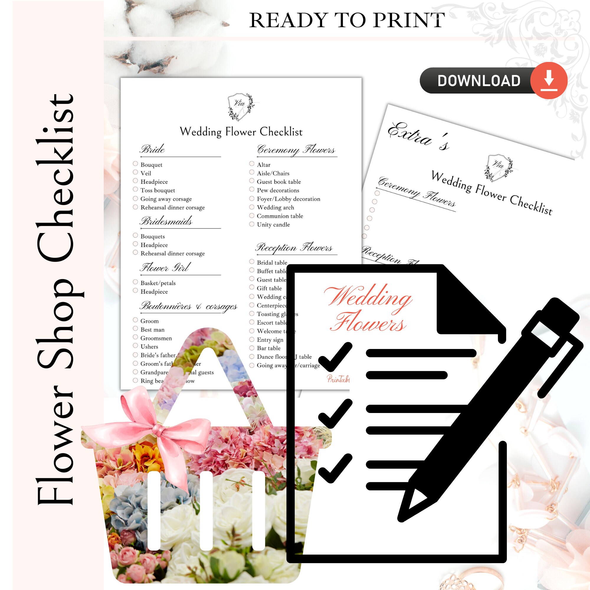 Wedding Flower Shop Checklist Digital Download - Etsy