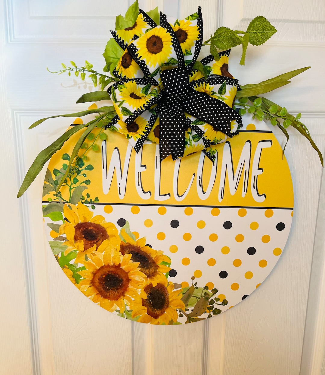 Sunflower Welcome Door Hanger, Front Door Decor, Housewarming Gift - Etsy
