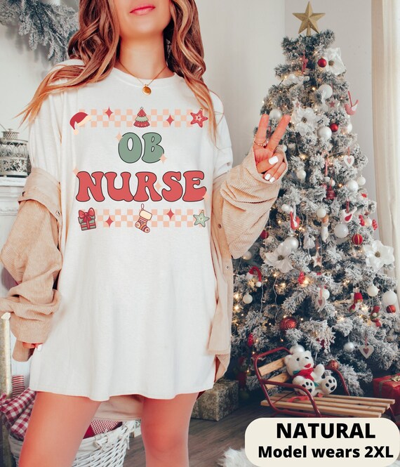 Christmas OB Nurse Shirt Retro Groovy Obgyn Nurse Tshirt Labor - Etsy