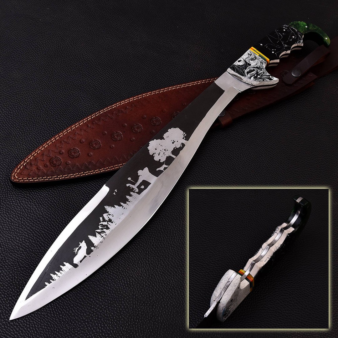 24 Inches Custom Handmade 1095 High Carbon Bowie Knife, Laser Engraving ...