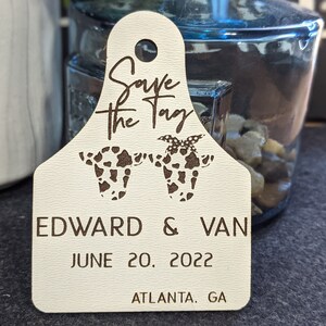 Wooden Save the Date Magnet Cow Ear Tag With Envelope-save the Date ...