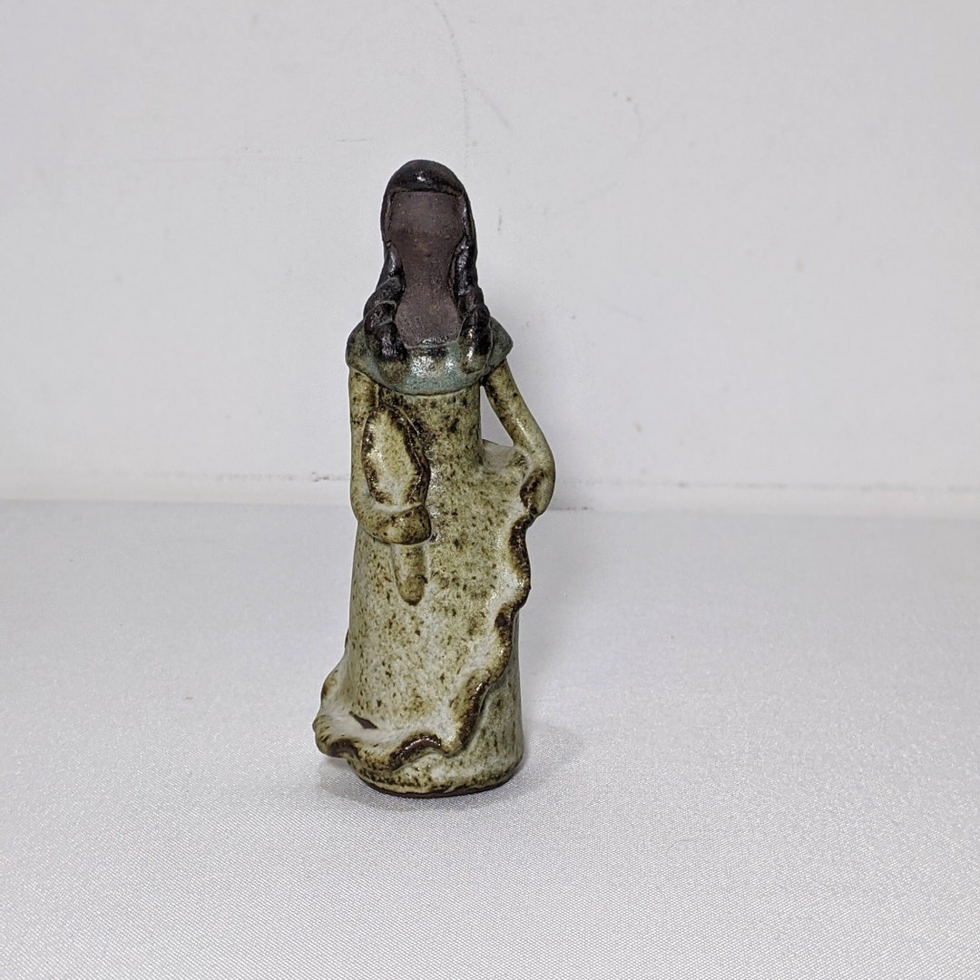Vintage Clay Faceless Lady Figurine, Long Gown, Long Braided Hair ...