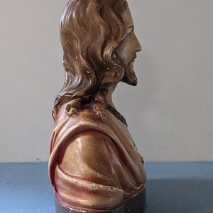 Antique 1920's jesus Christ & Sacred Heart Chalkware Bust Bernardi ...