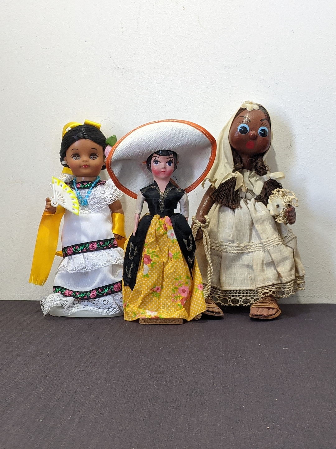 Vintage Mexican Folk Art Dolls - Traditional Dress Dolls - Three to ...