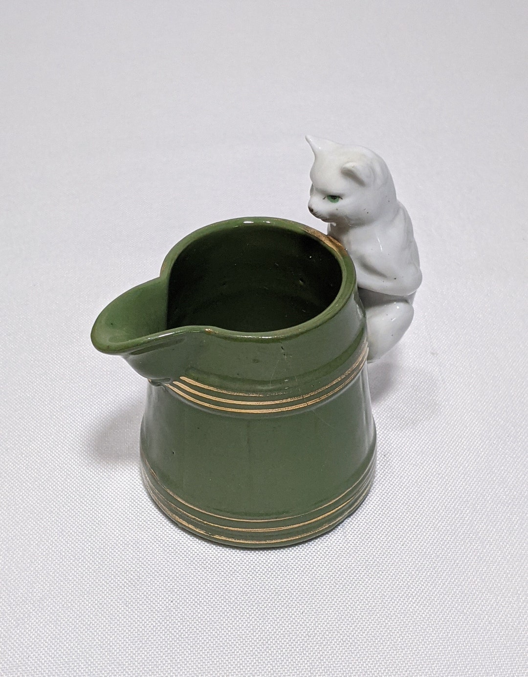 Victorian White Cat Antique Cream Jug, China Barrel Small Milk Jug With ...