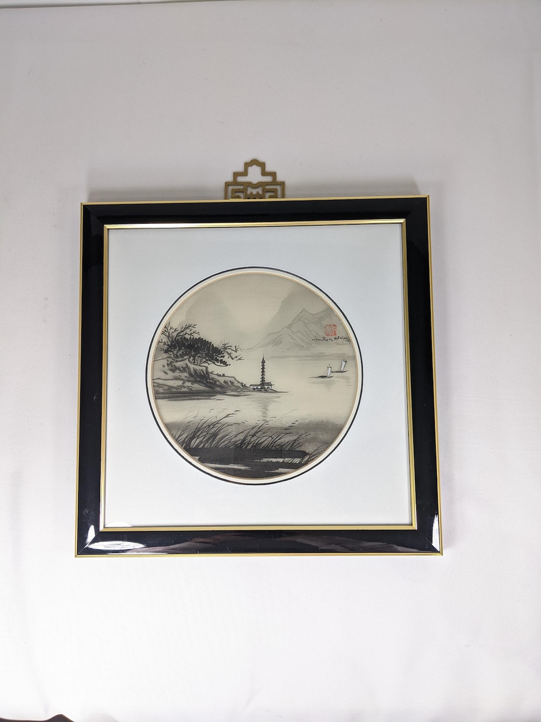 Signed Anton Wang Watercolor Painting | Vintage Asian Seascape on Silk ...