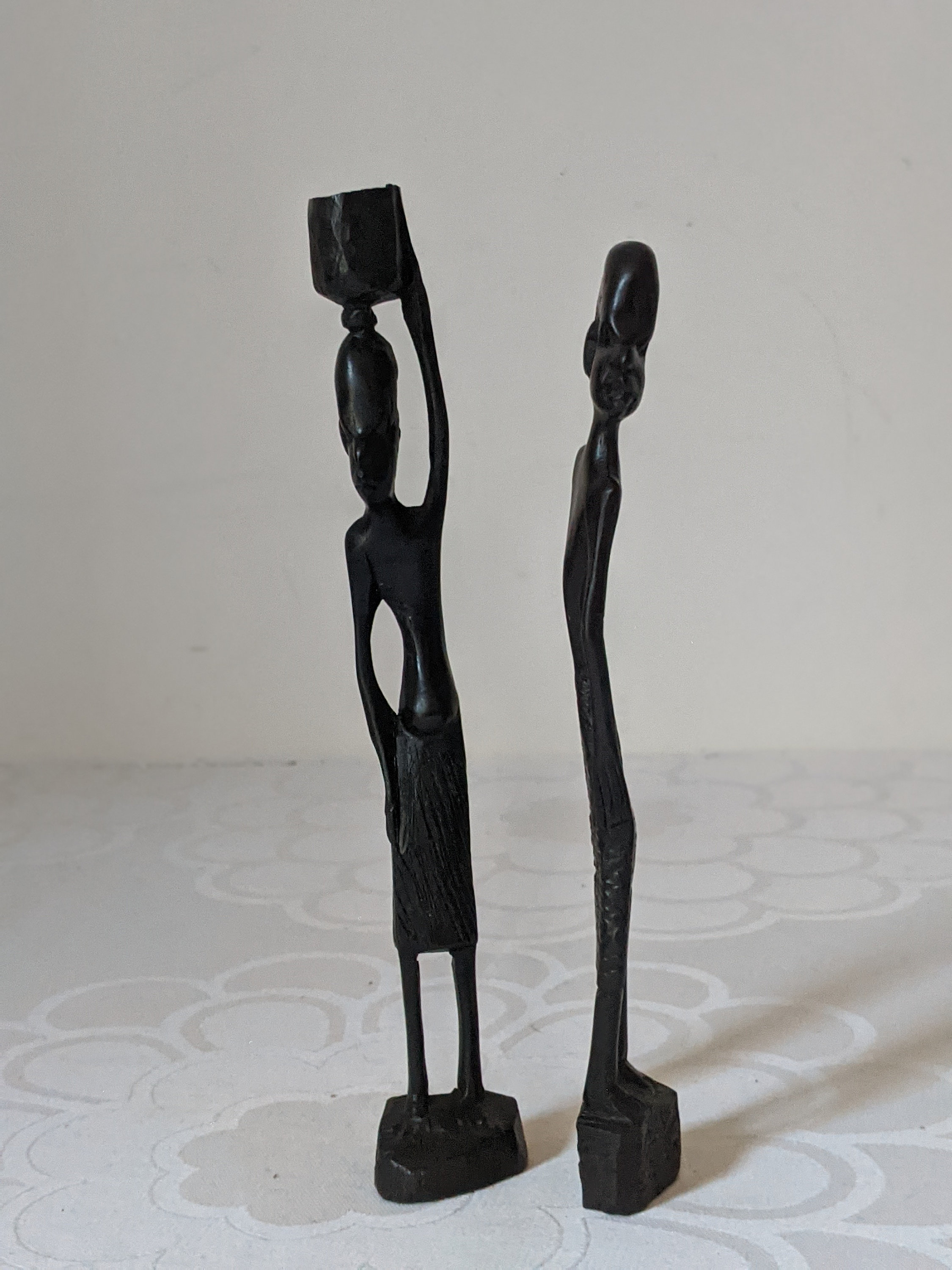 African Ebony Stick Figures. skinny Art. Two Standing and One Letter ...