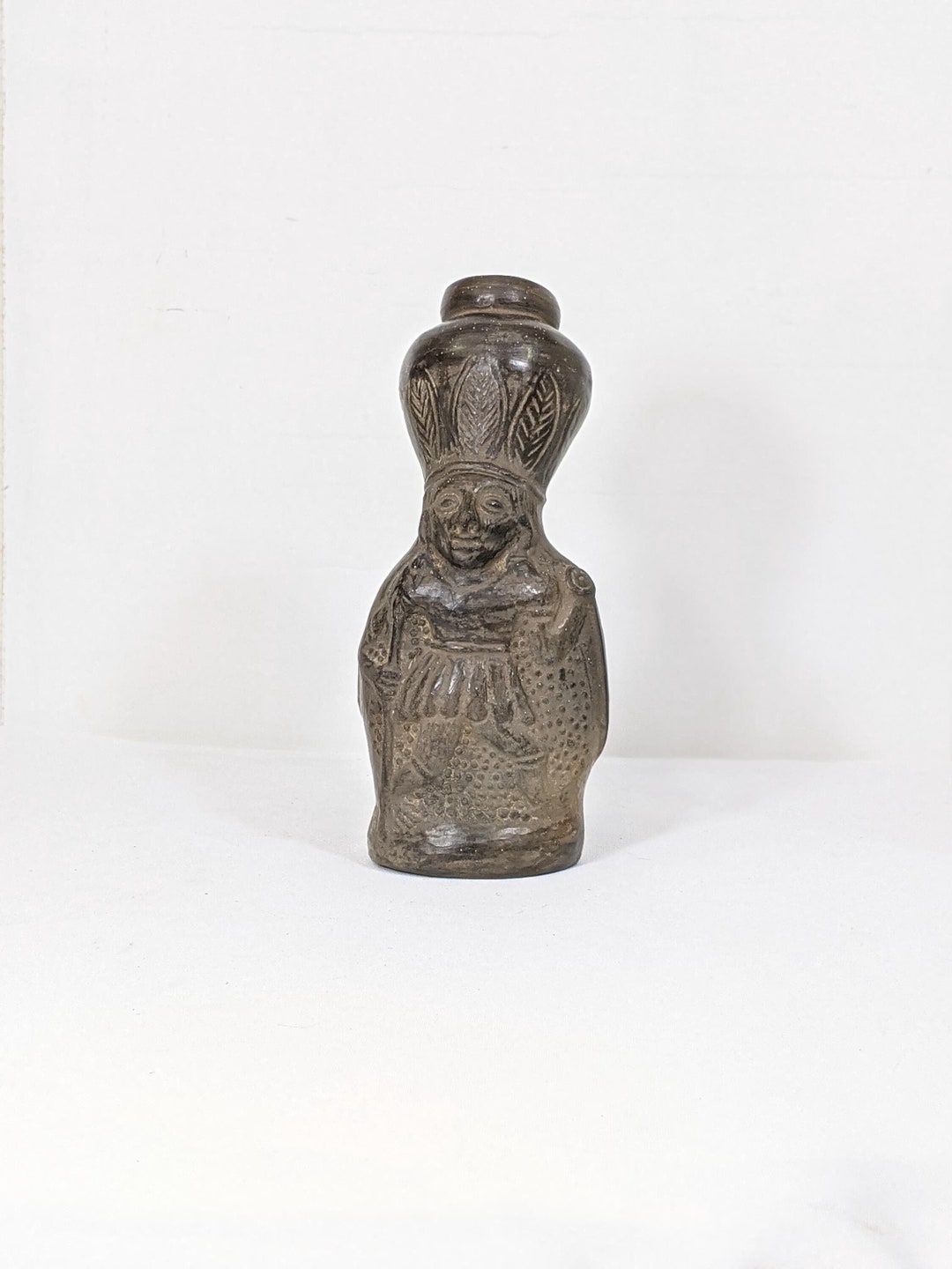 Vintage Ancient Style Gray Terracotta Figure Jar - Etsy