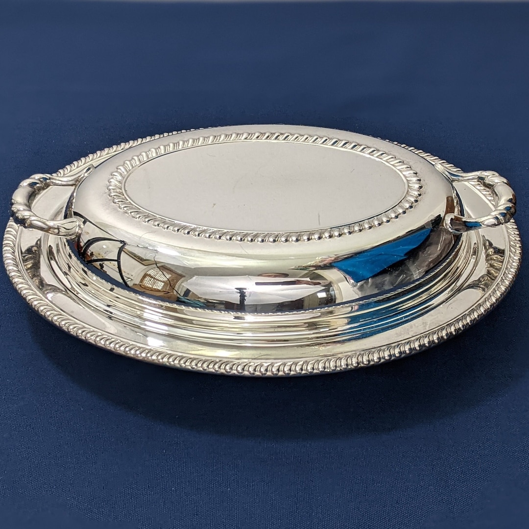 Vintage Wm A Rogers Silver Plate Oval Serving Dish With Glass Insert ...