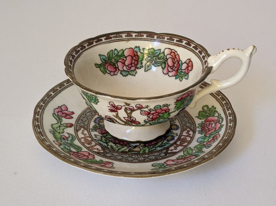 Antique Coalport Bone China Tea Cup and Saucer in Indian Tree Design ...