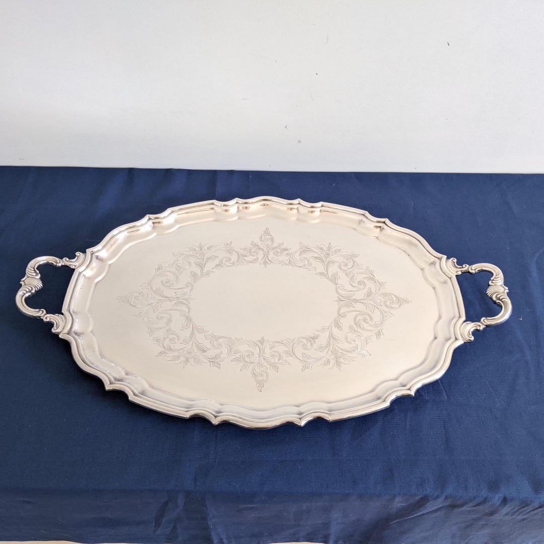 Large Birks Regency Plate, Vintage Silverplate Oval Butler's Tray ...