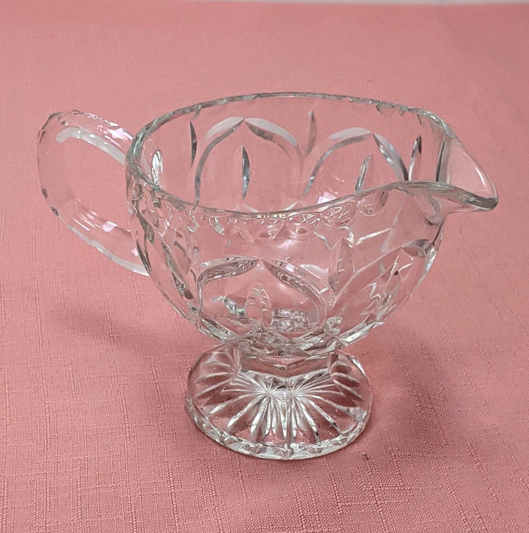 Bohemian Crystal Sauce Boat, Christie Pattern Cut Glass Saucier, Czech ...