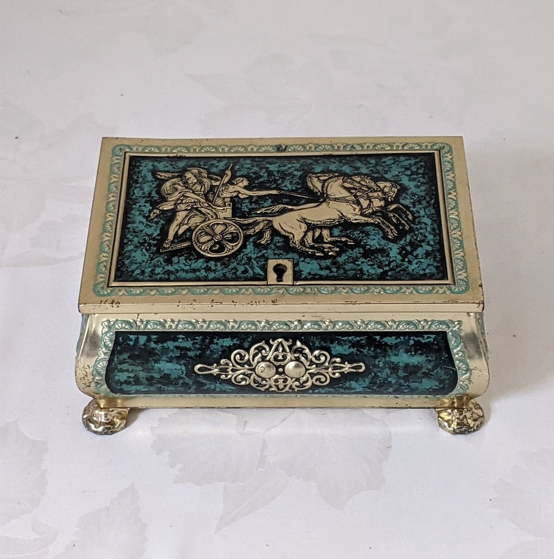 Vintage Embossed Roman Chariot Valet Box/dresser Box/trinket Box/tin ...