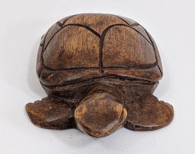 Vintage Hand-carved Wooden Turtle Folk Art Sculpture – Charming ...