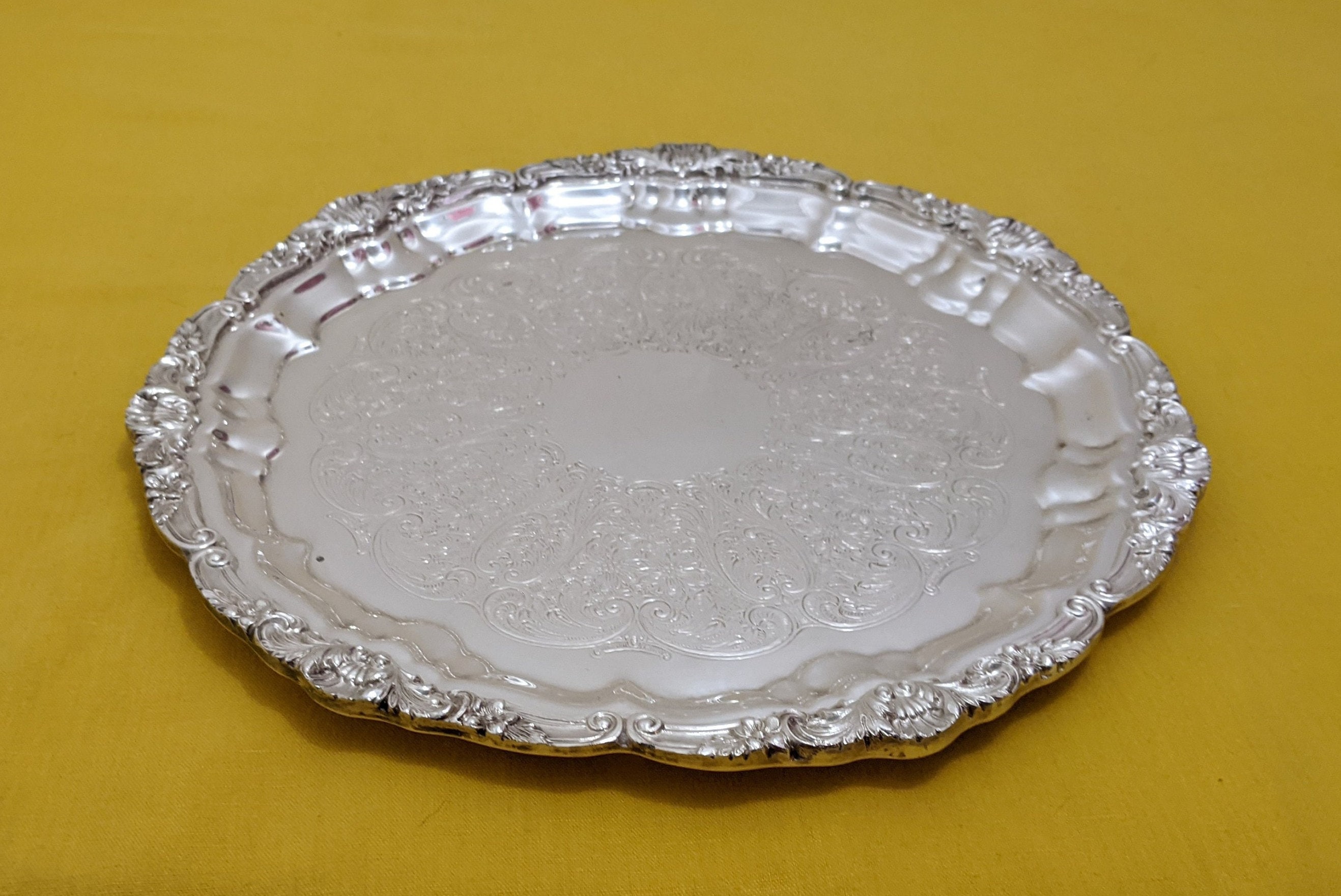 Antique Silver Plated Ornate Round Salver/serving Tray. Newburyport ...