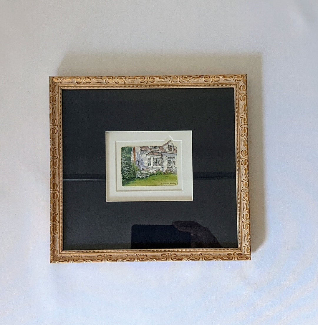Vintage Framed and Under Glass Miniature Watercolor Painting Signed and ...