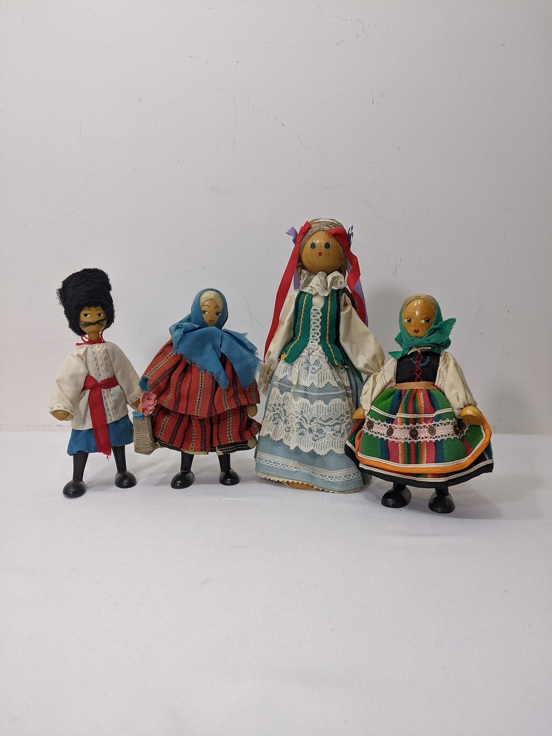 Vintage Polish Wooden Peg Dolls/folk Dolls/traditional Dress Dolls ...