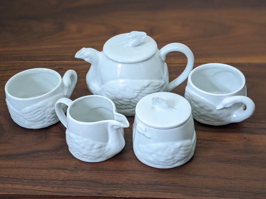 Tea for 2 Vintage White Swan Tea Set Made in Japan - Etsy